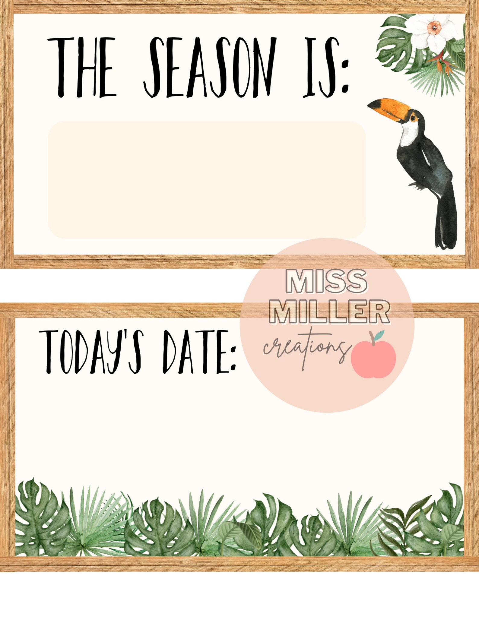 Boho TROPICS Classroom Calendar editable Features - Etsy