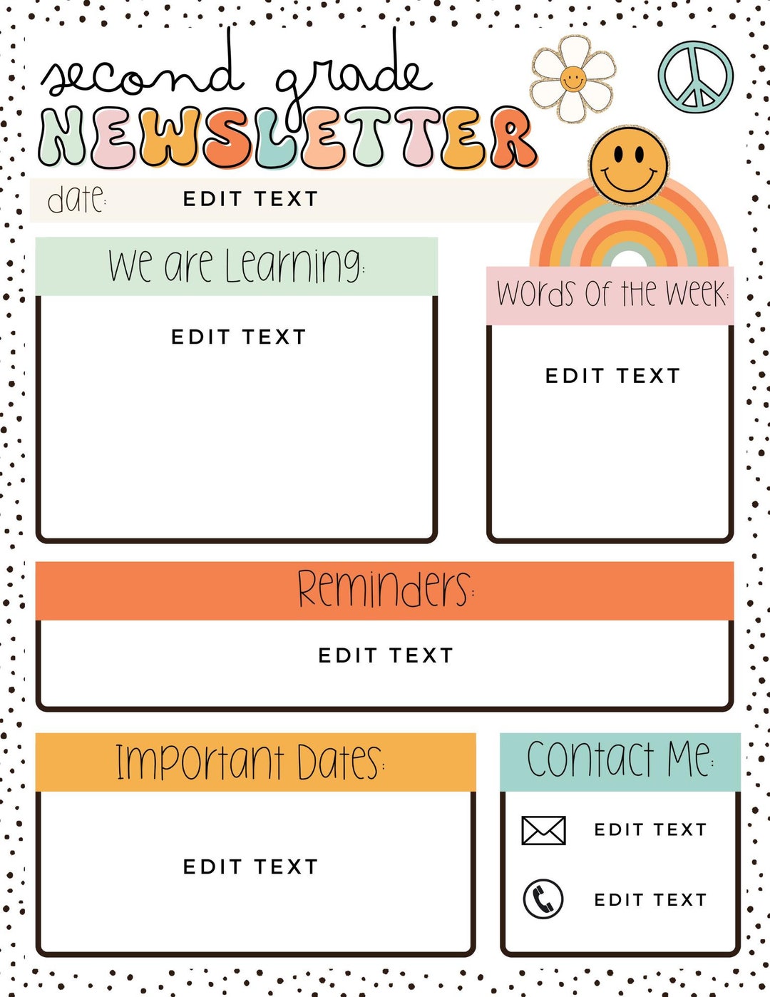 Groovy Boho Volume II Newsletter [editable] - Etsy