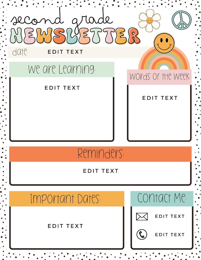 Groovy Boho Volume II Newsletter [editable] - Etsy