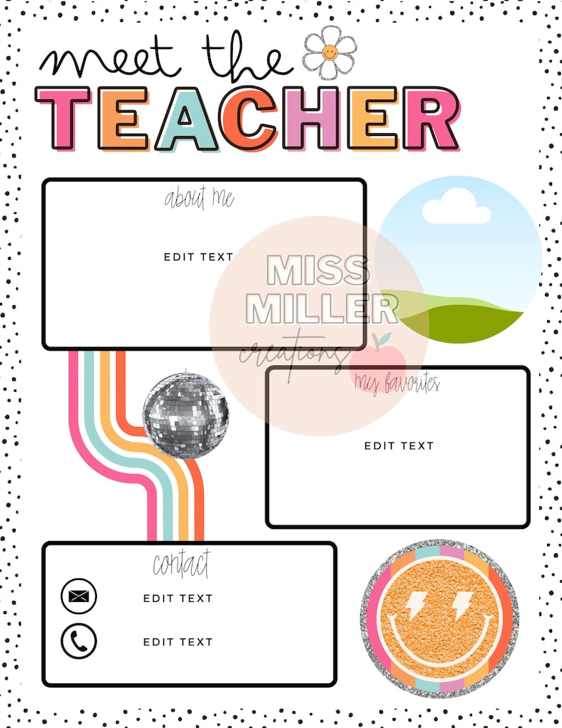 Groovy Glitter Meet the Teacher Template - Etsy