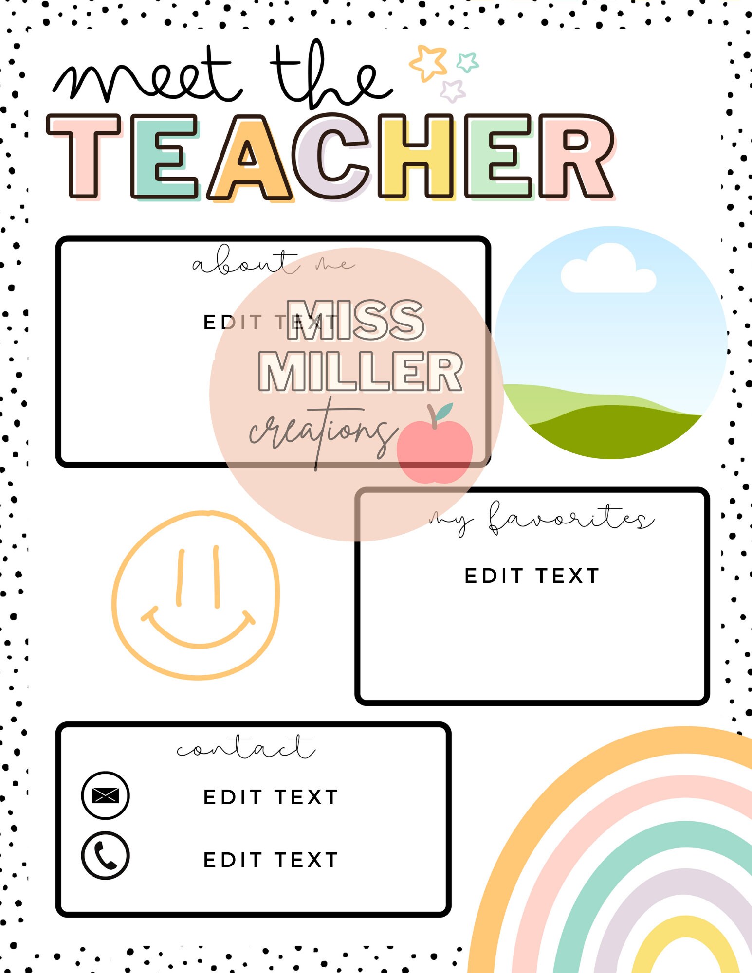 Pastel Boho Rainbow Meet the Teacher Template editable - Etsy