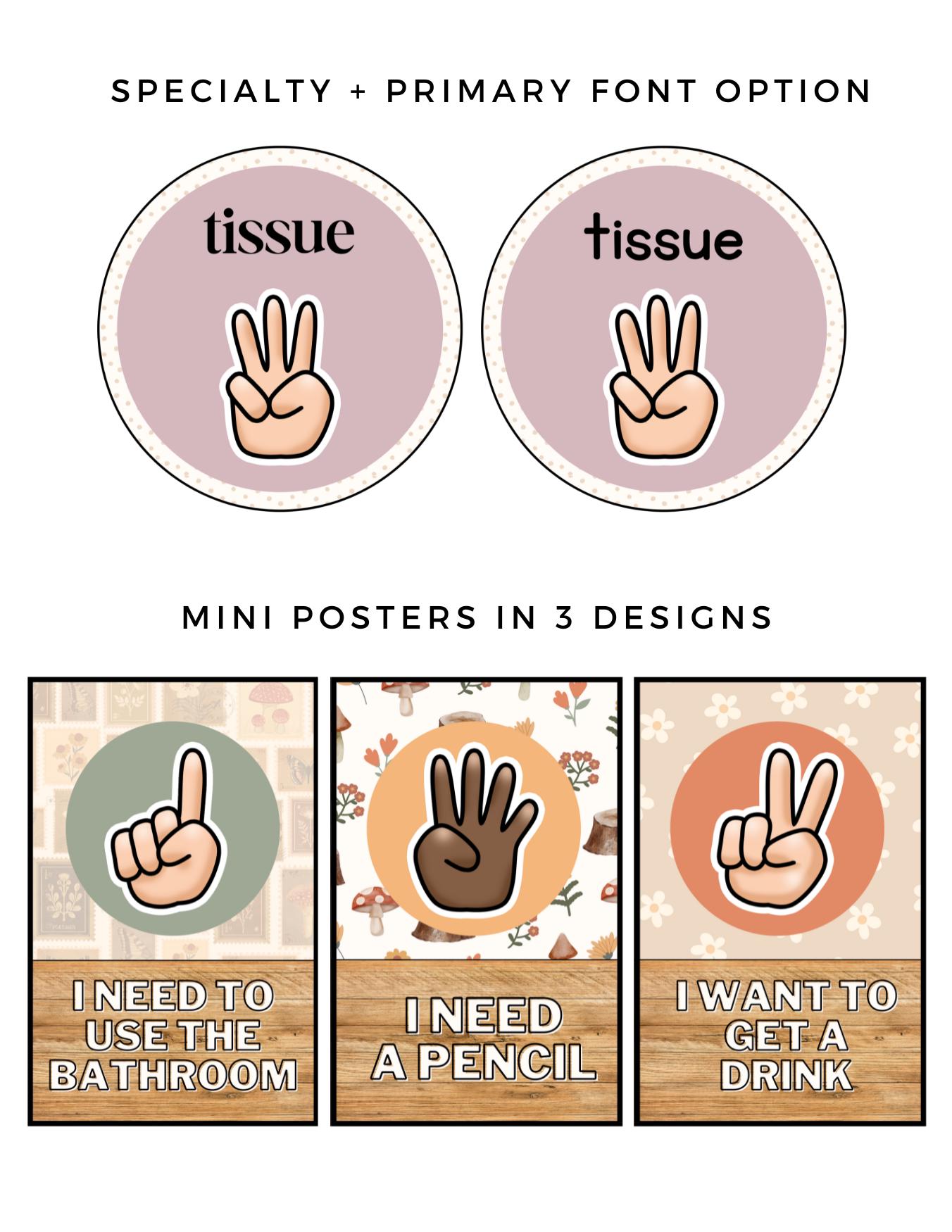 Cottagecore Hand Signals Classroom Posters [editable] - Etsy