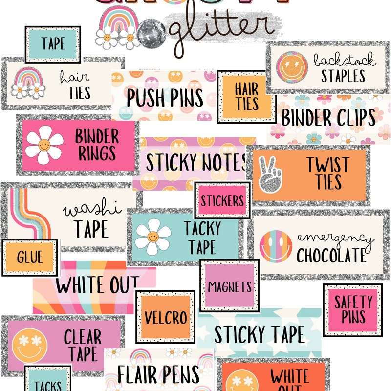 Glitter Labels - Etsy
