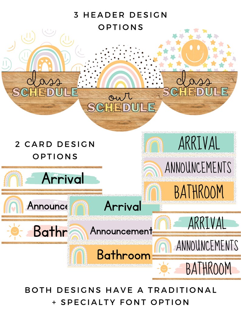 Pastel Boho Rainbow Classroom Schedule editable - Etsy