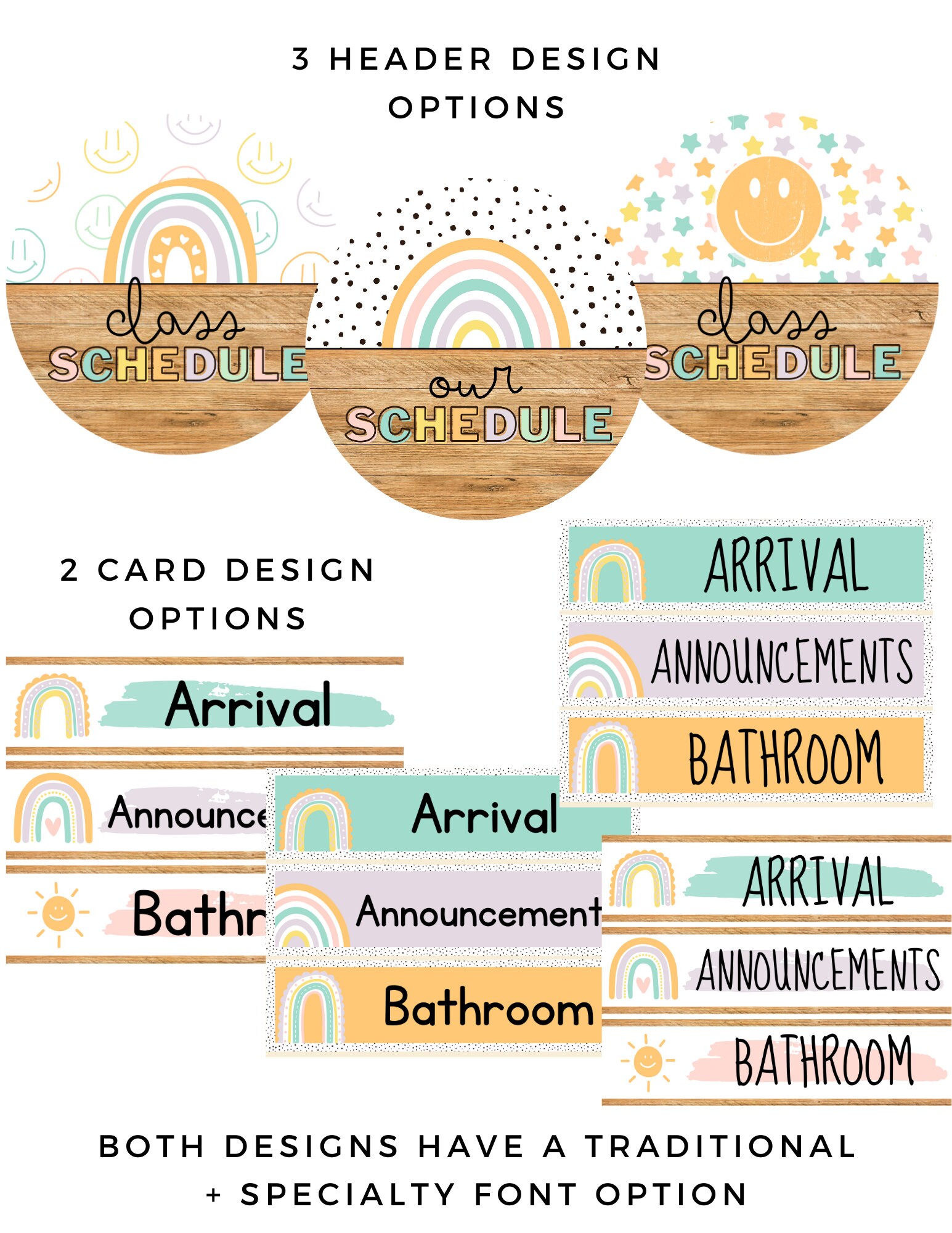 Pastel Boho Rainbow Classroom Schedule editable | Etsy