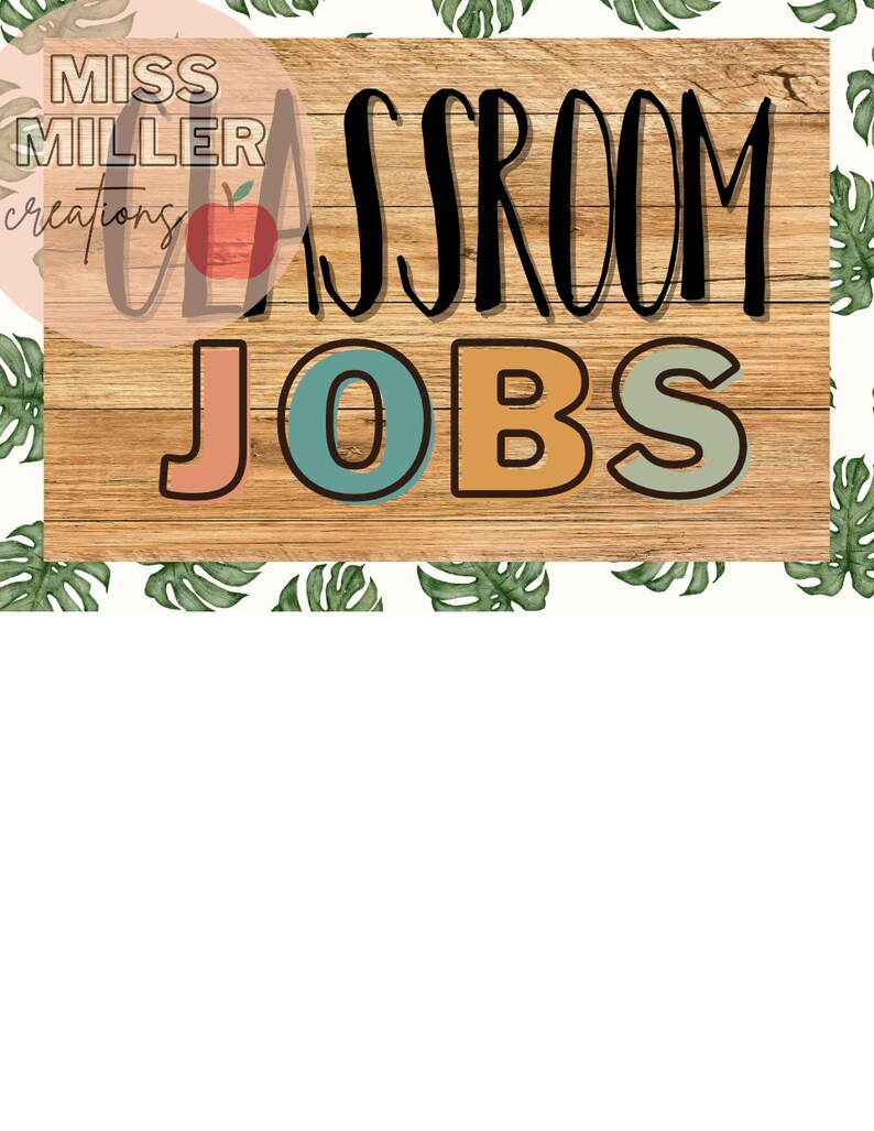 Boho Tropics Class Jobs Display [editable] - Etsy