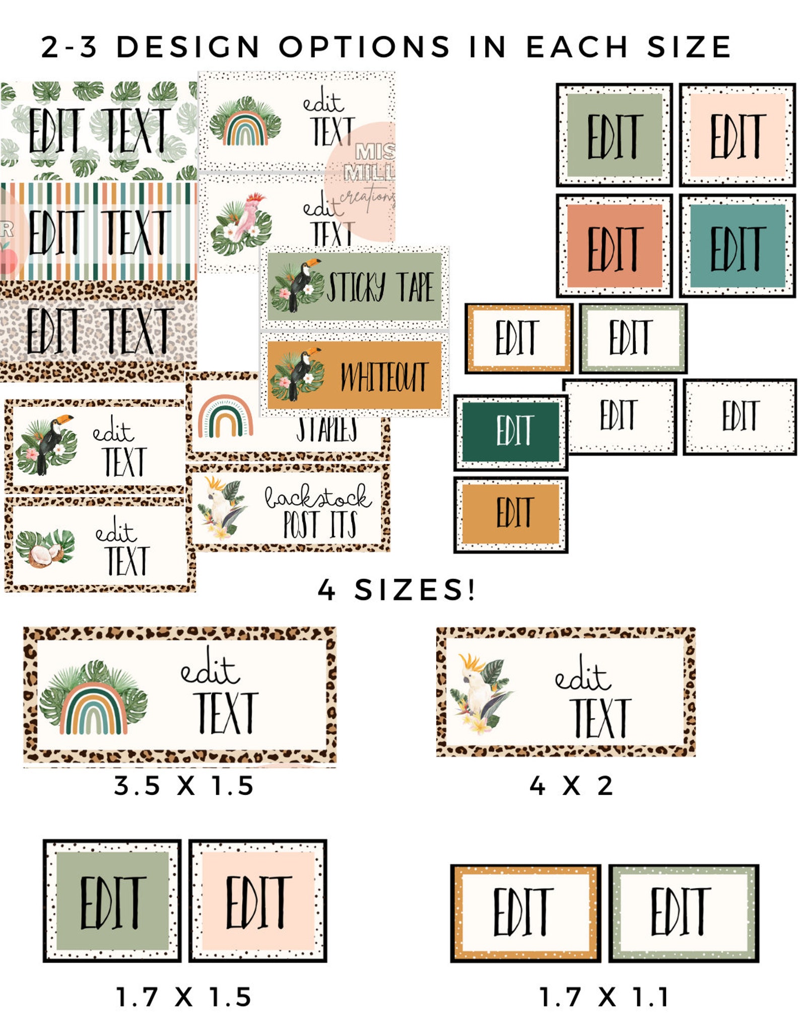 Boho Tropics Teacher Toolbox Labels [editable] - Etsy