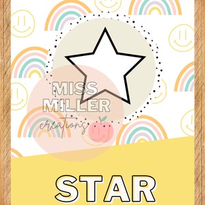 Pastel Boho Rainbow Classroom Shape Posters - Etsy