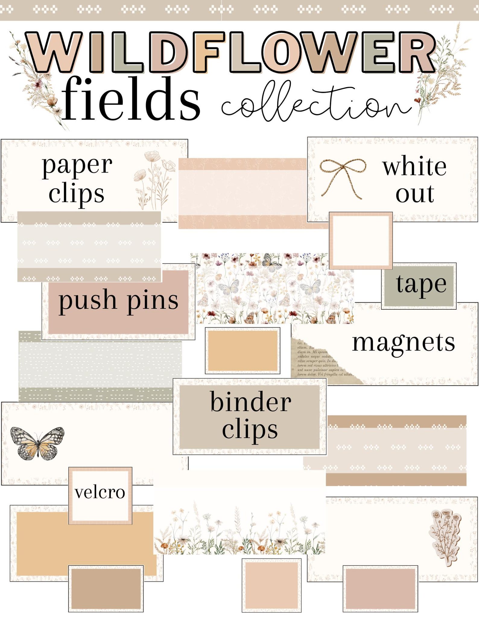 Wildflower Fields Teacher Toolbox Labels [editable] - Etsy