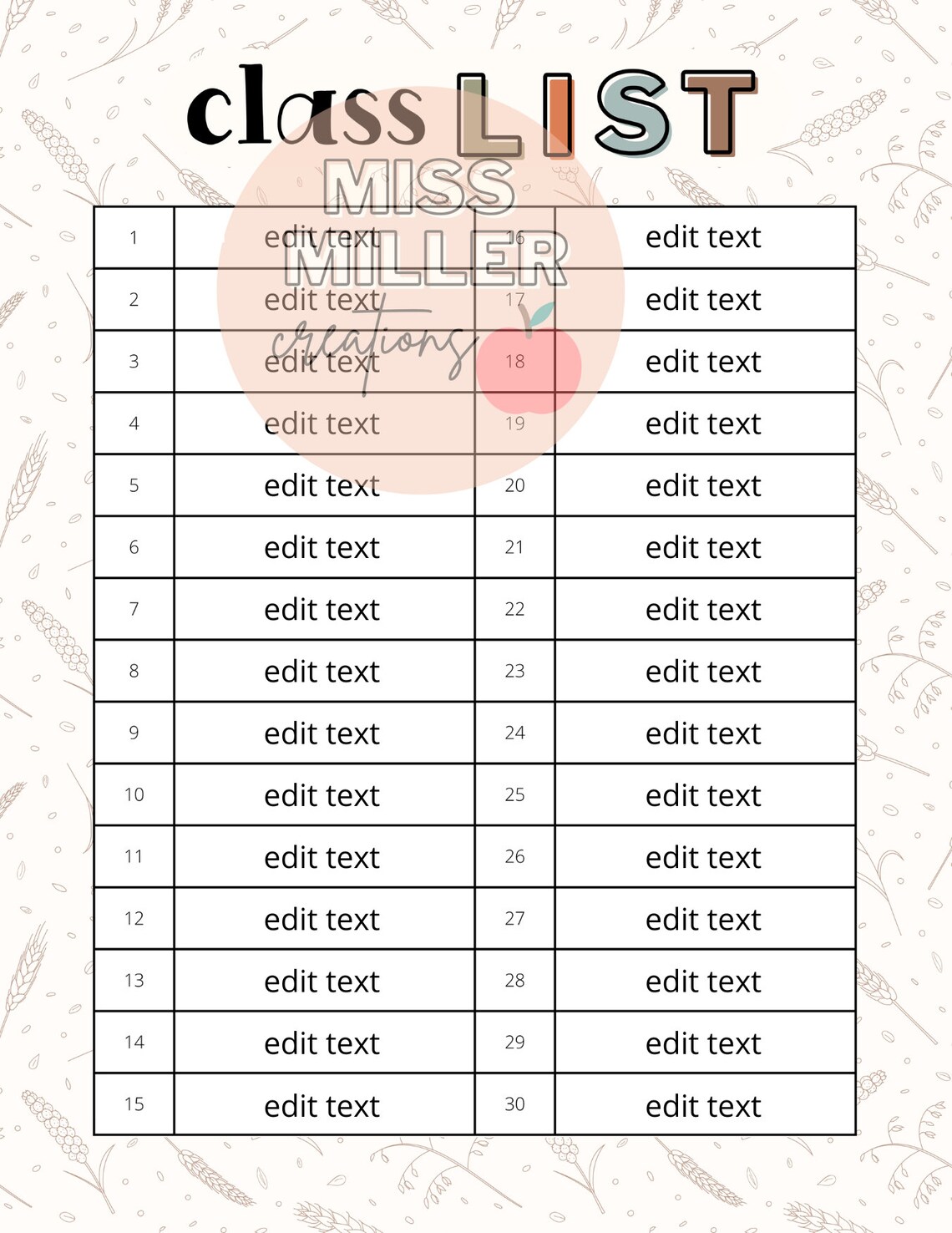 Farm Friends Classroom Forms [editable] - Etsy