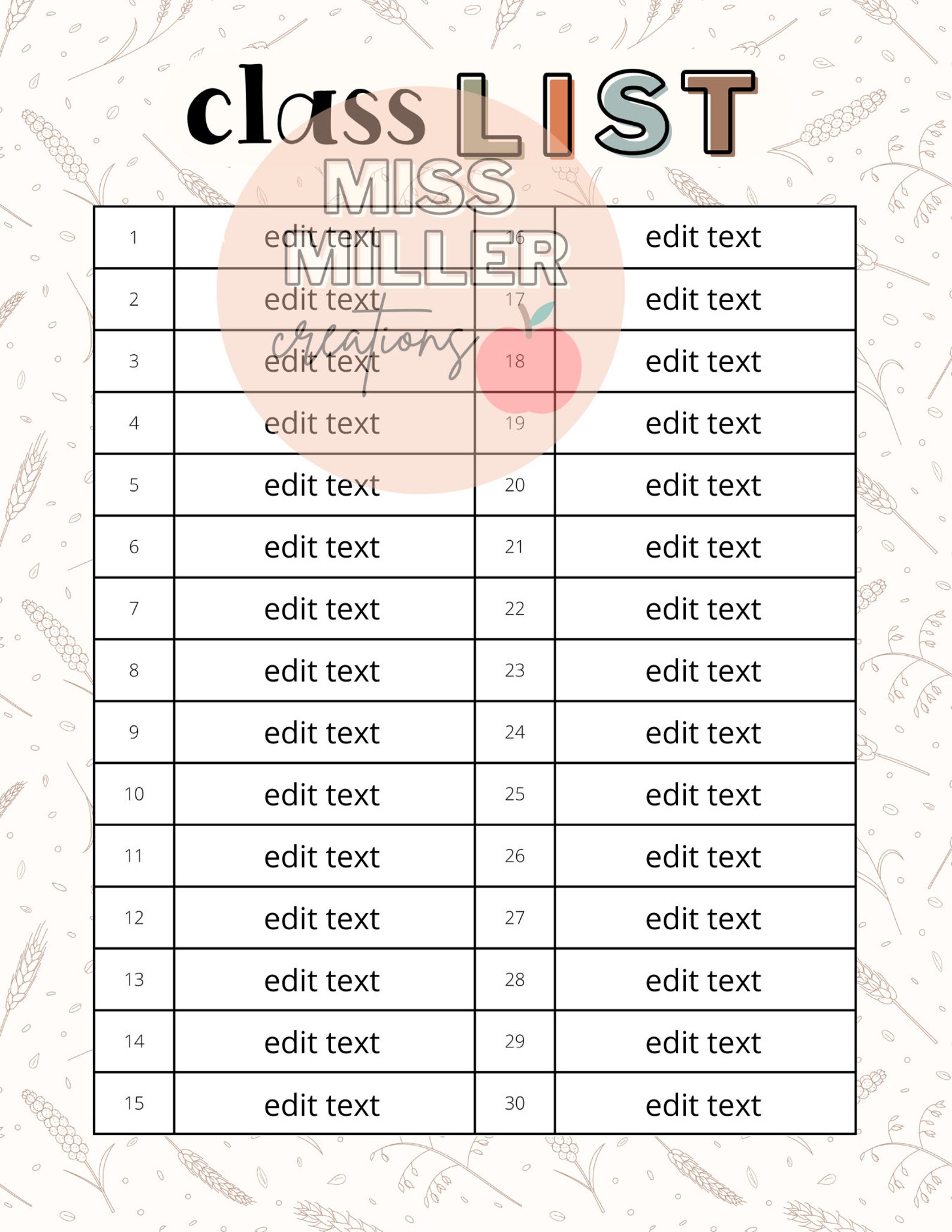 Farm Friends Classroom Forms [editable] - Etsy