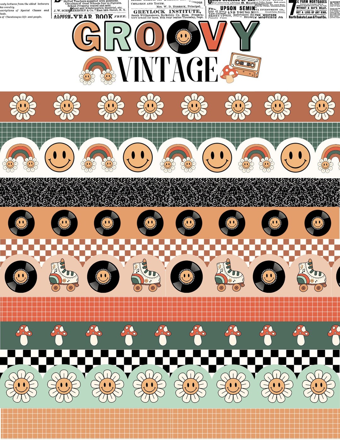 Groovy Vintage Bulletin Board Borders Pack - Etsy