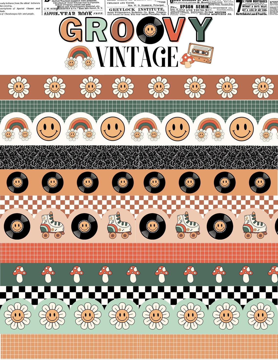Groovy Vintage Bulletin Board Borders Pack - Etsy