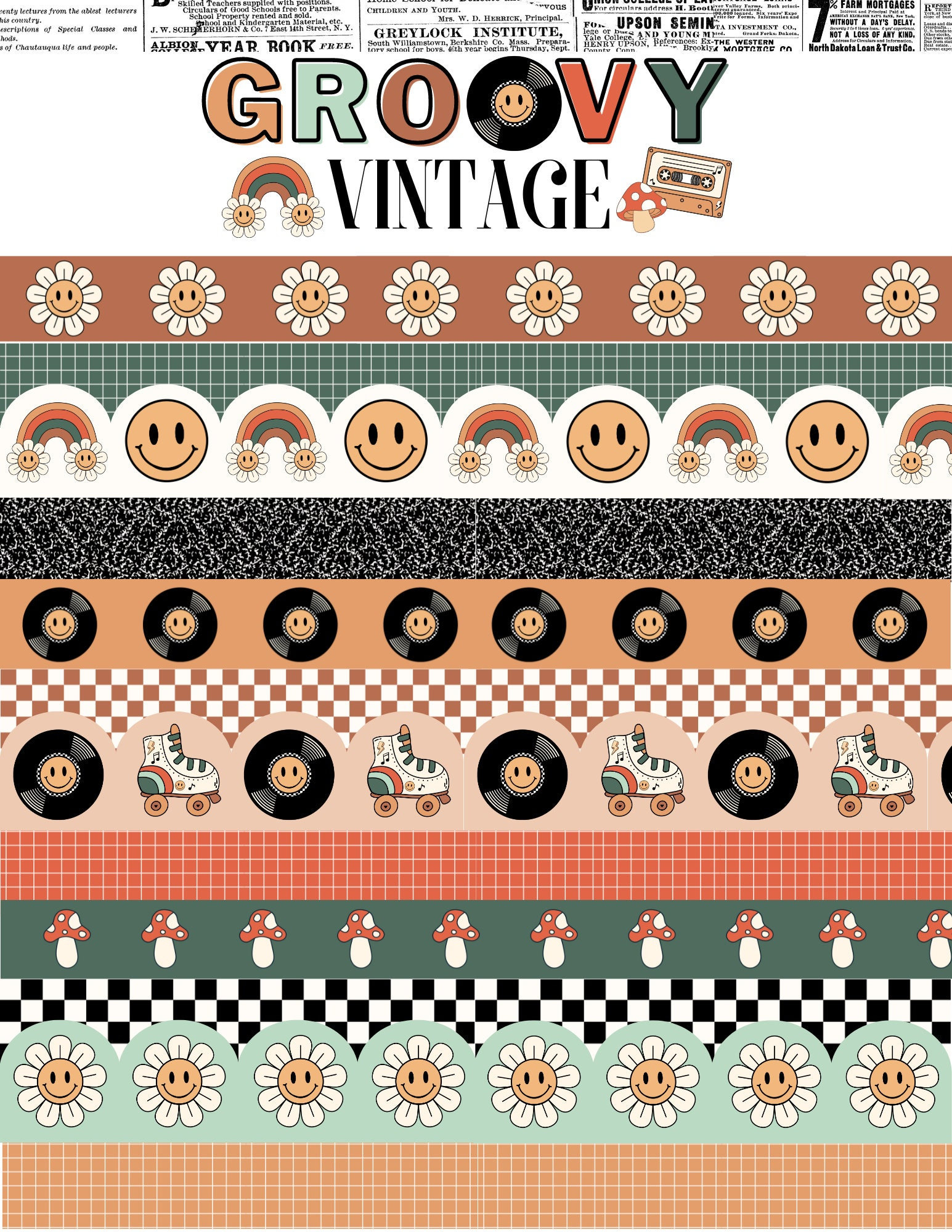 Groovy Vintage Bulletin Board Borders Pack - Etsy