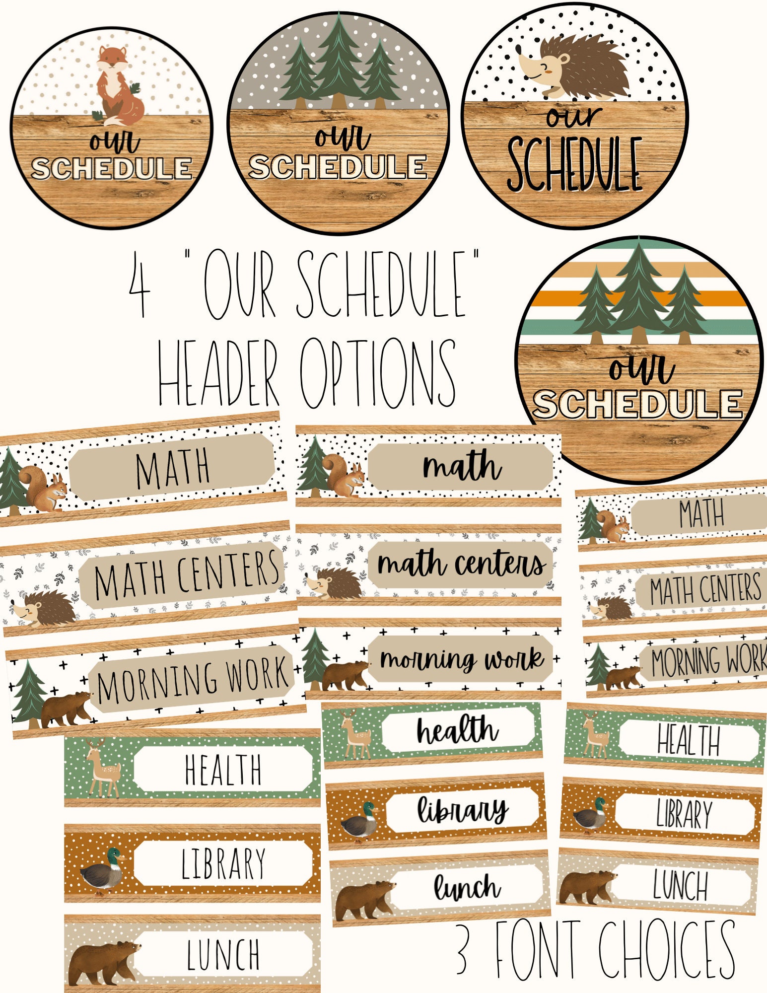 Woodland Visual Classroom Schedule editable | Etsy