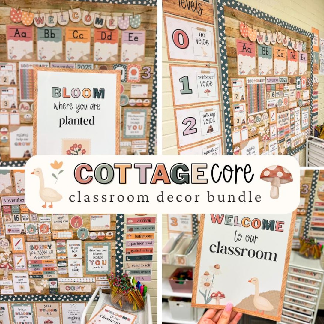 Cottagecore Classroom Decor Bundle Editable, Vintage Garden Inspired ...