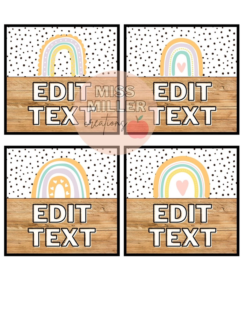 Pastel Boho Rainbow Classroom Labels editable - Etsy