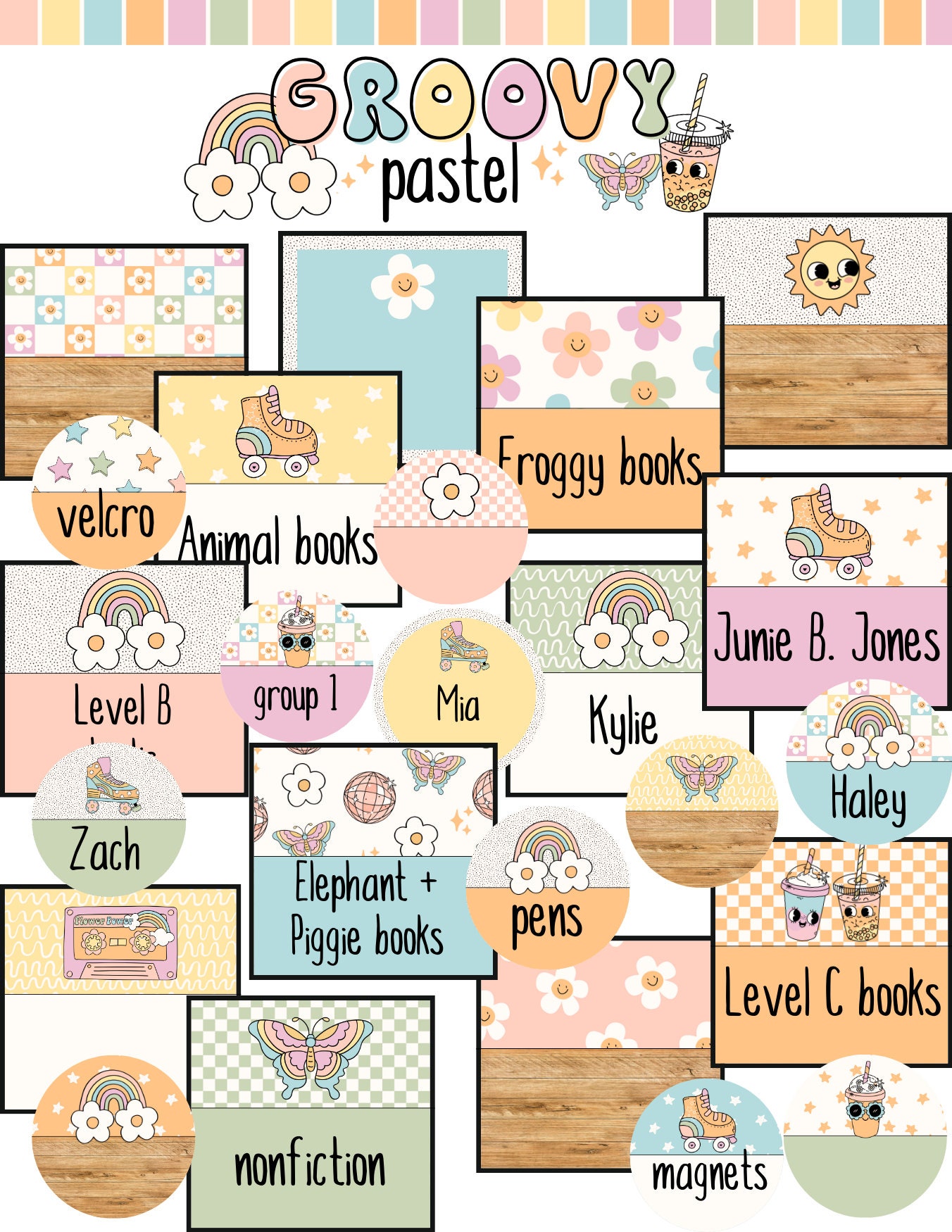 Groovy Pastel Classroom Labels [editable] - Etsy
