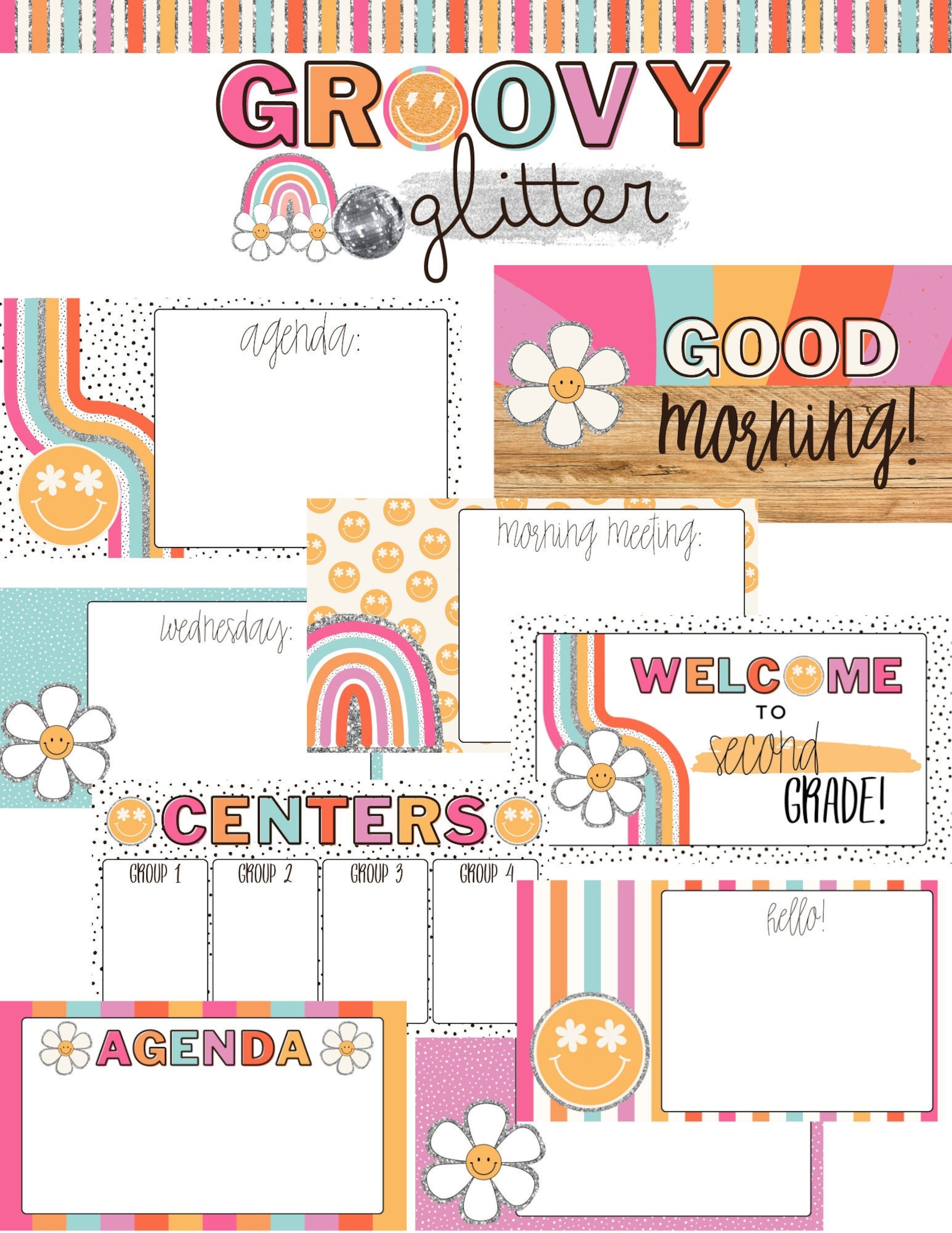 Groovy Glitter Google Slides Templates - Etsy