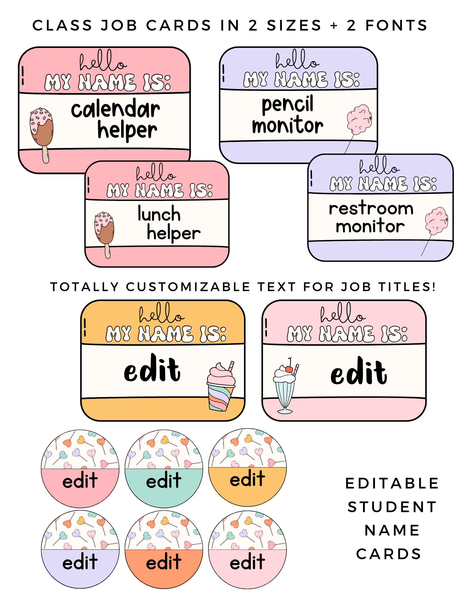 Sweet Dreams Class Jobs Display [editable] - Etsy