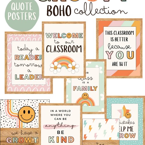 Alphabet Classroom Editable Posters Letter Printables Boho - Etsy