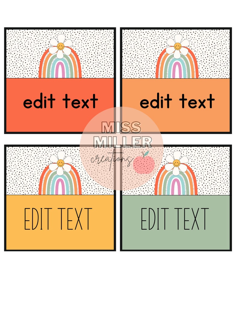 Retro Rainbow Classroom Labels [editable] - Etsy