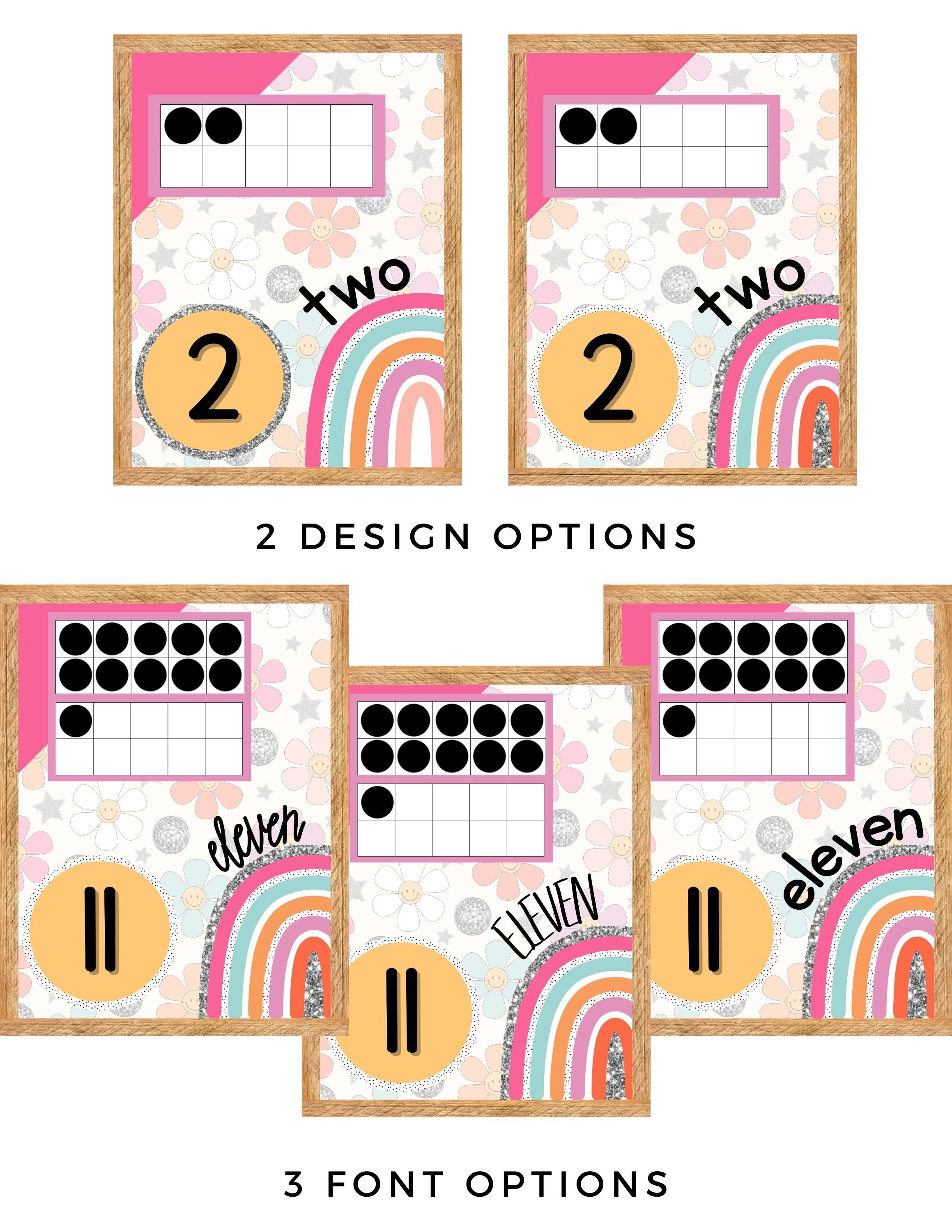 Groovy Glitter Classroom Number Posters - Etsy