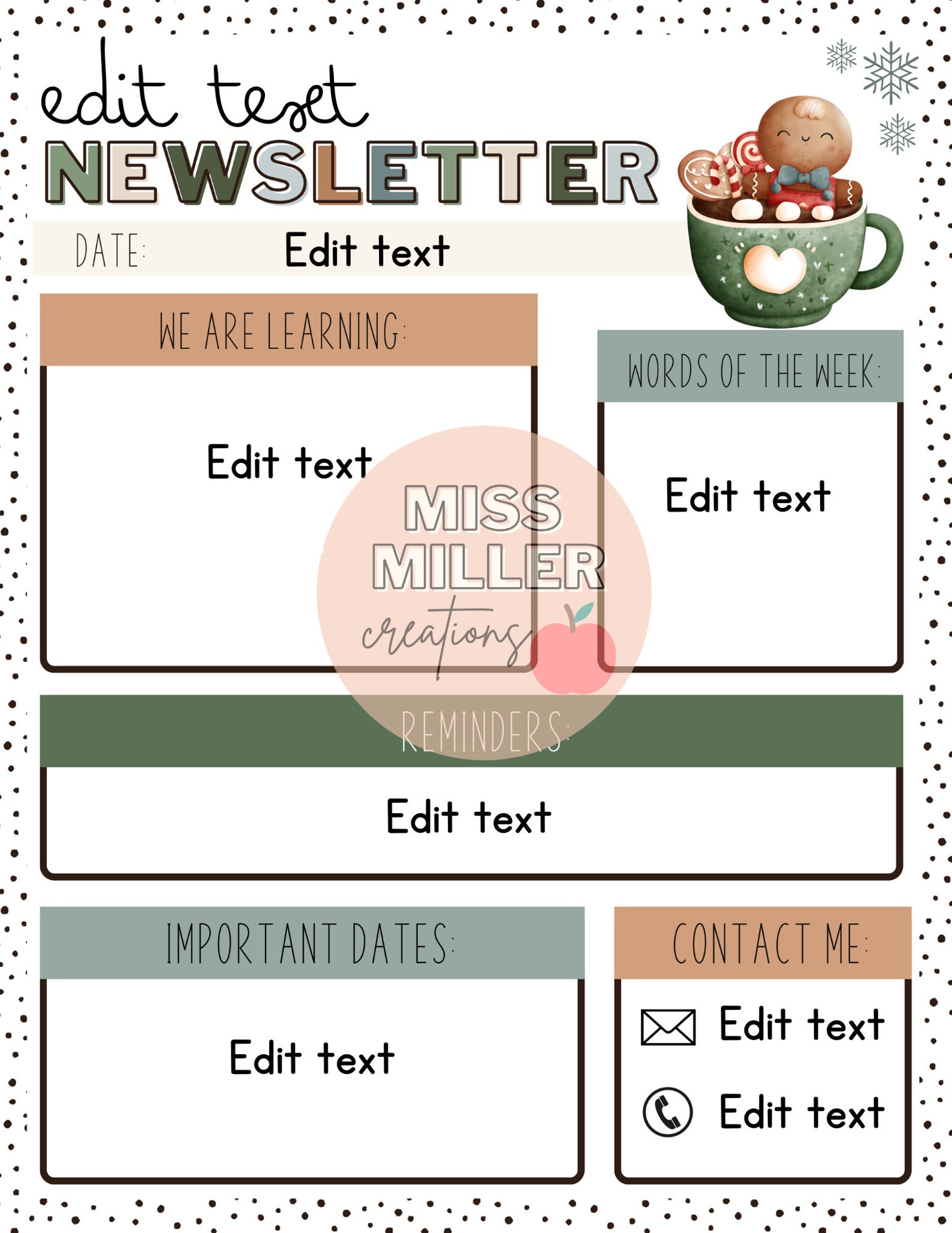 Winter Newsletter Template editable - Etsy