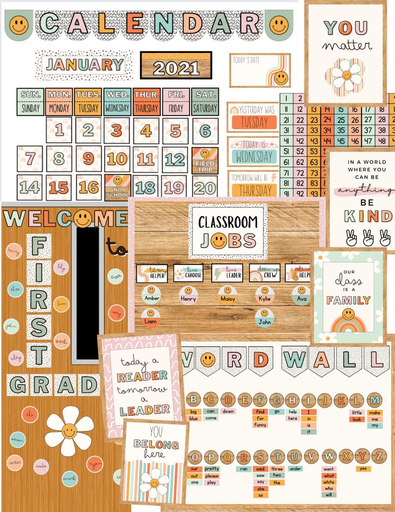 Groovy Boho Complete Classroom Collection editable - Etsy