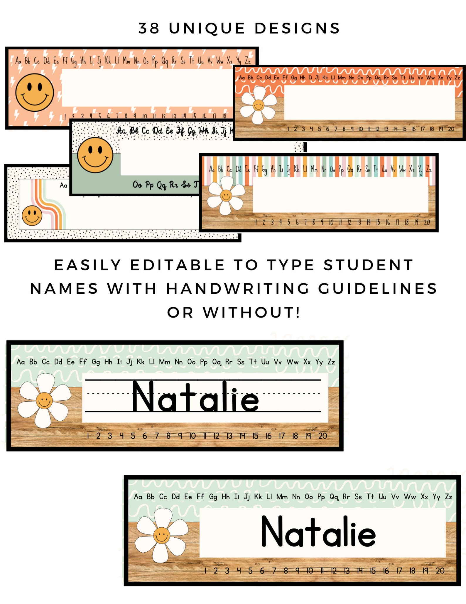 Groovy Boho Desk Plates editable - Etsy