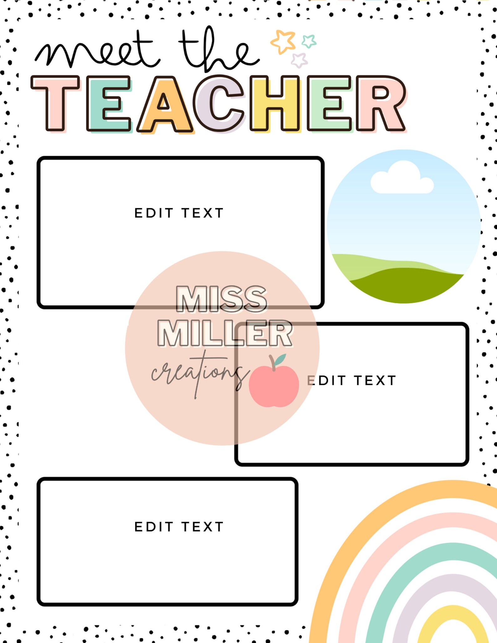 Pastel Boho Rainbow Meet the Teacher Template editable - Etsy