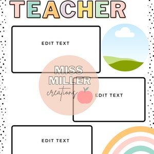 Pastel Boho Rainbow Meet the Teacher Template [editable] - Etsy