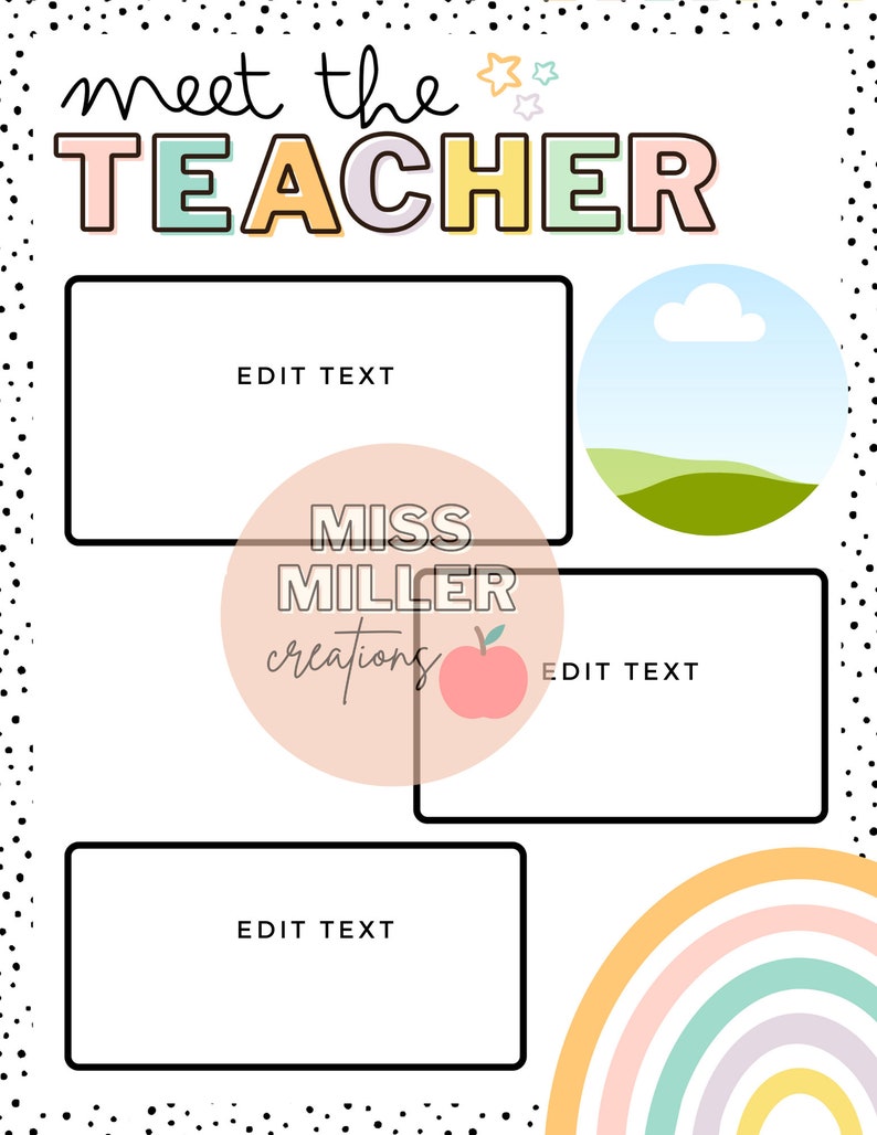 Pastel Boho Rainbow Meet the Teacher Template editable - Etsy