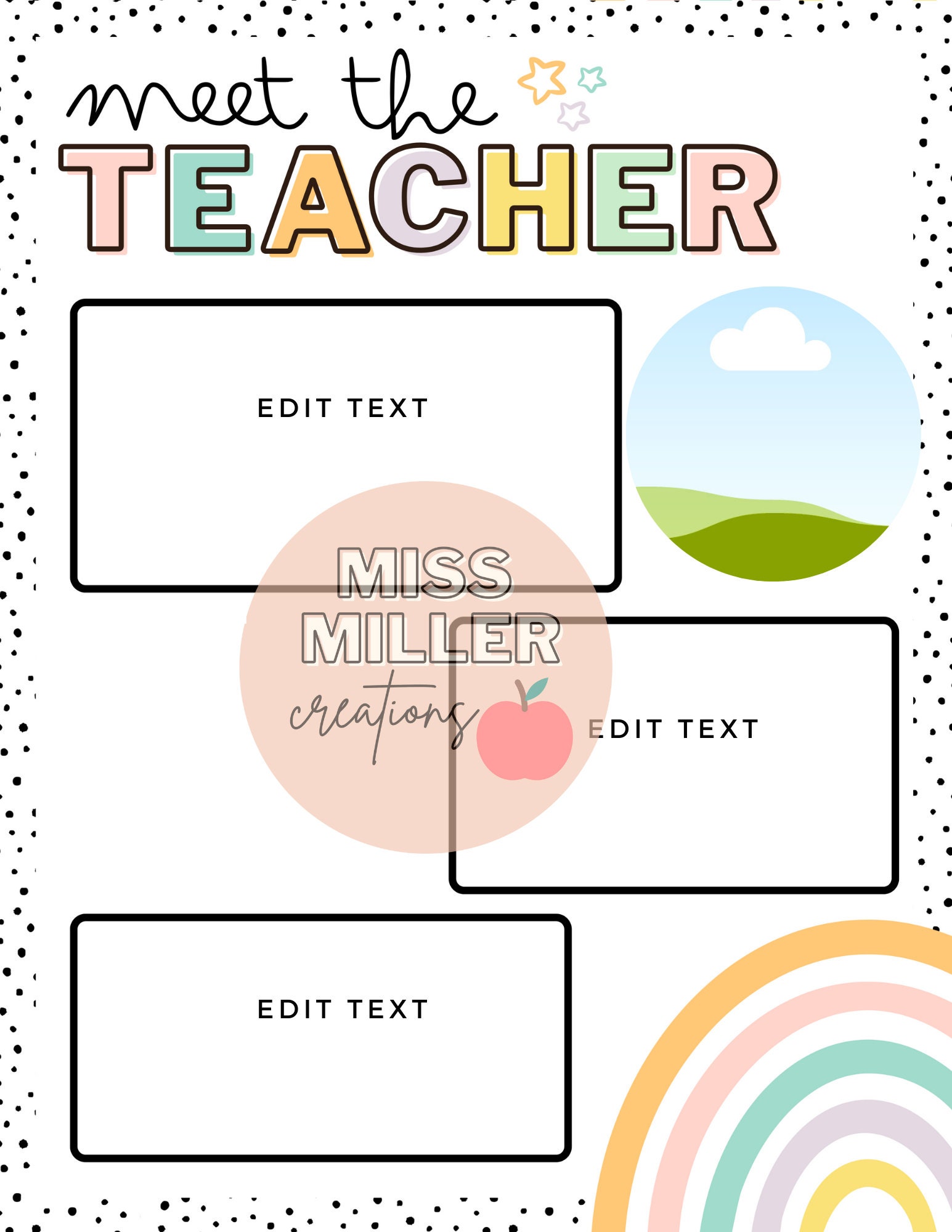 Pastel Boho Rainbow Meet the Teacher Template editable - Etsy