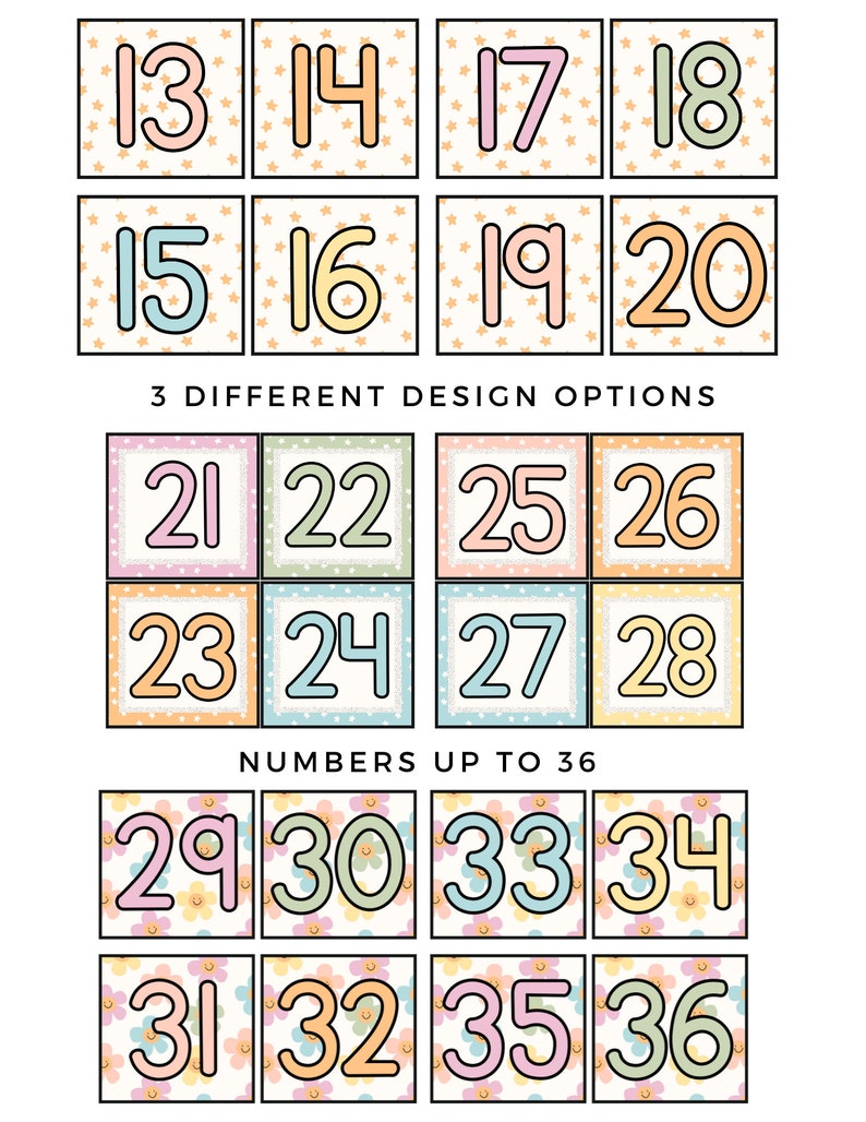 Groovy Pastel Book Box Number Cards - Etsy