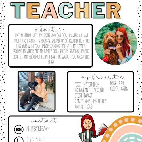 Pastel Boho Rainbow Meet the Teacher Template editable - Etsy