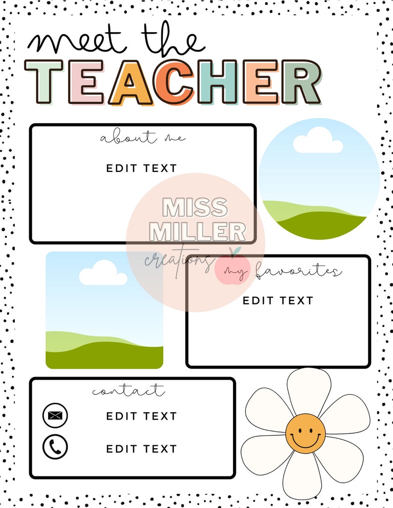 Groovy Boho Meet the Teacher Template - Etsy