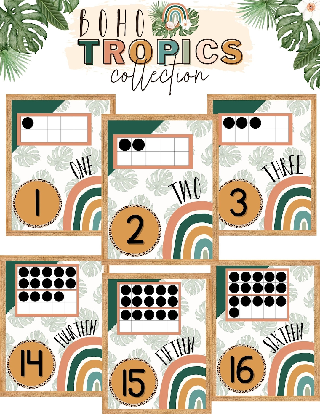 Boho Tropics Classroom Number Posters - Etsy