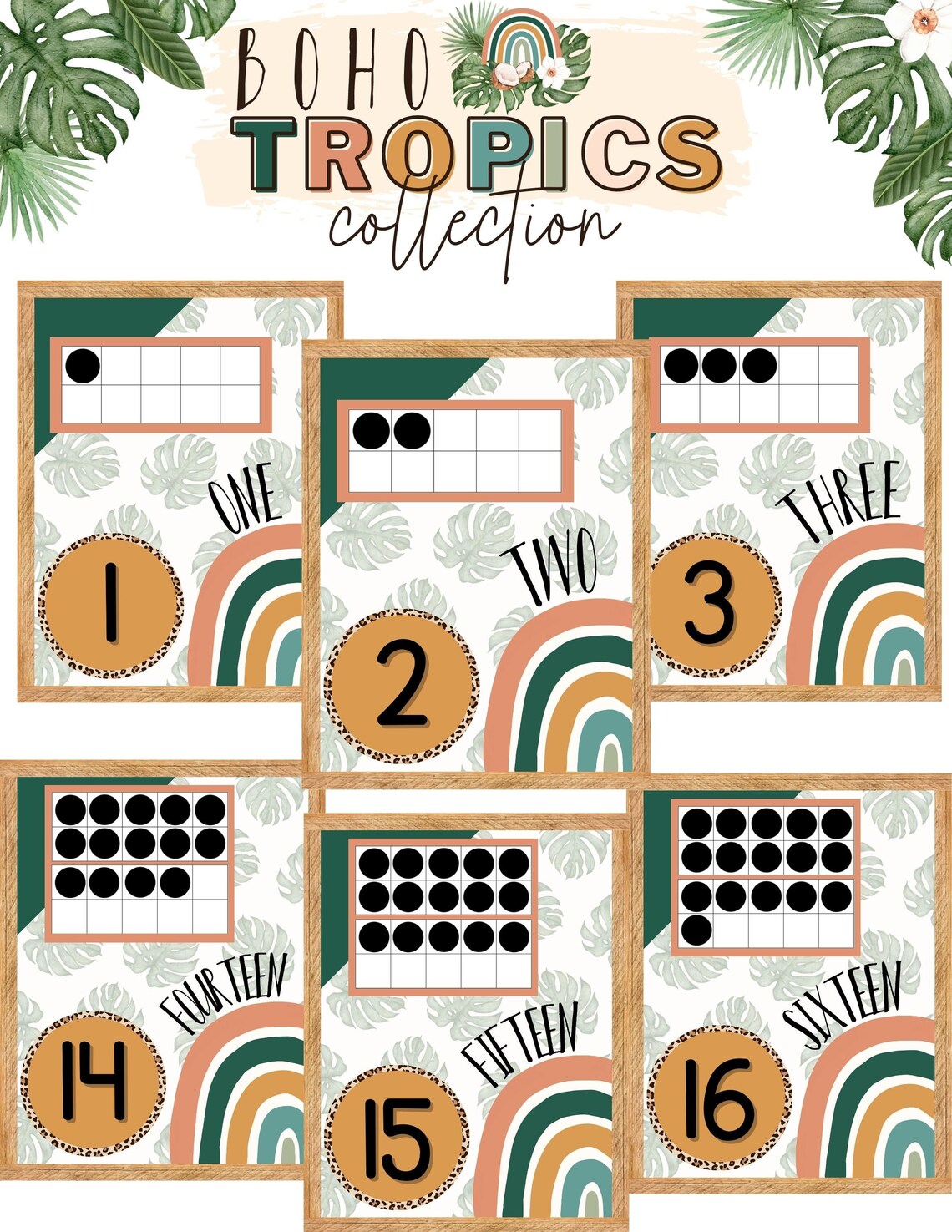 Boho Tropics Classroom Number Posters - Etsy
