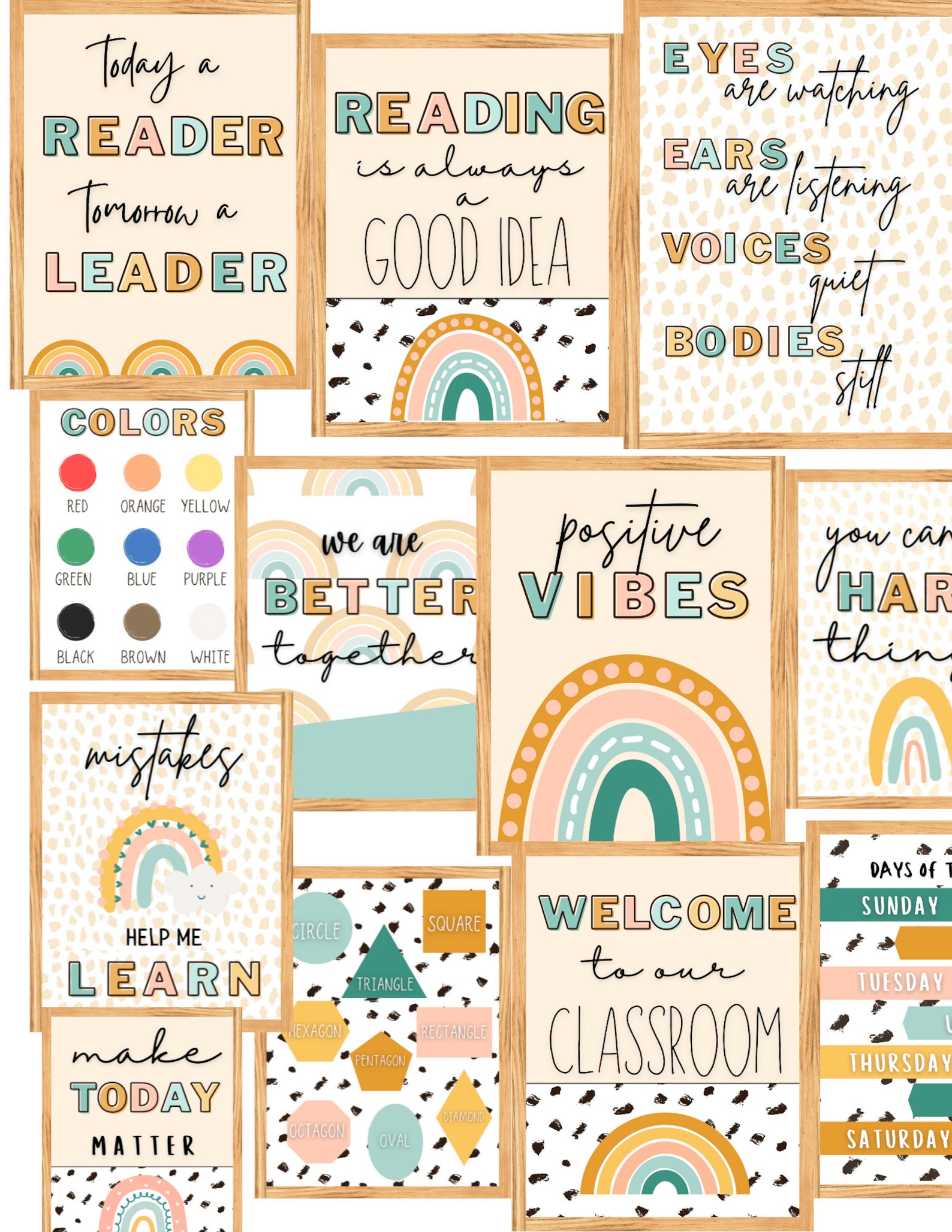 Modern Boho Rainbow Classroom Decor [editable] - Etsy UK
