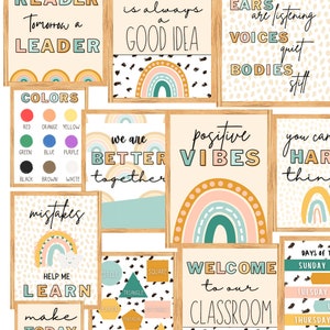Modern Boho Rainbow Classroom Decor [editable] - Etsy