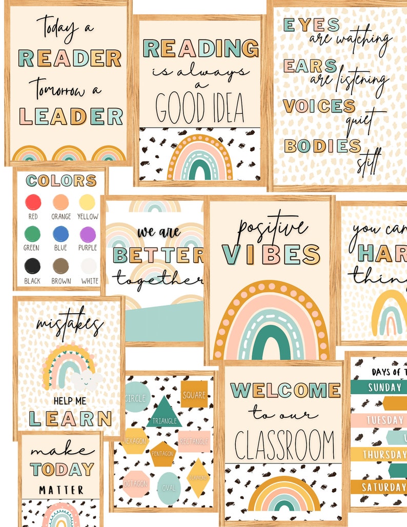 Modern Boho Rainbow Classroom Decor editable - Etsy
