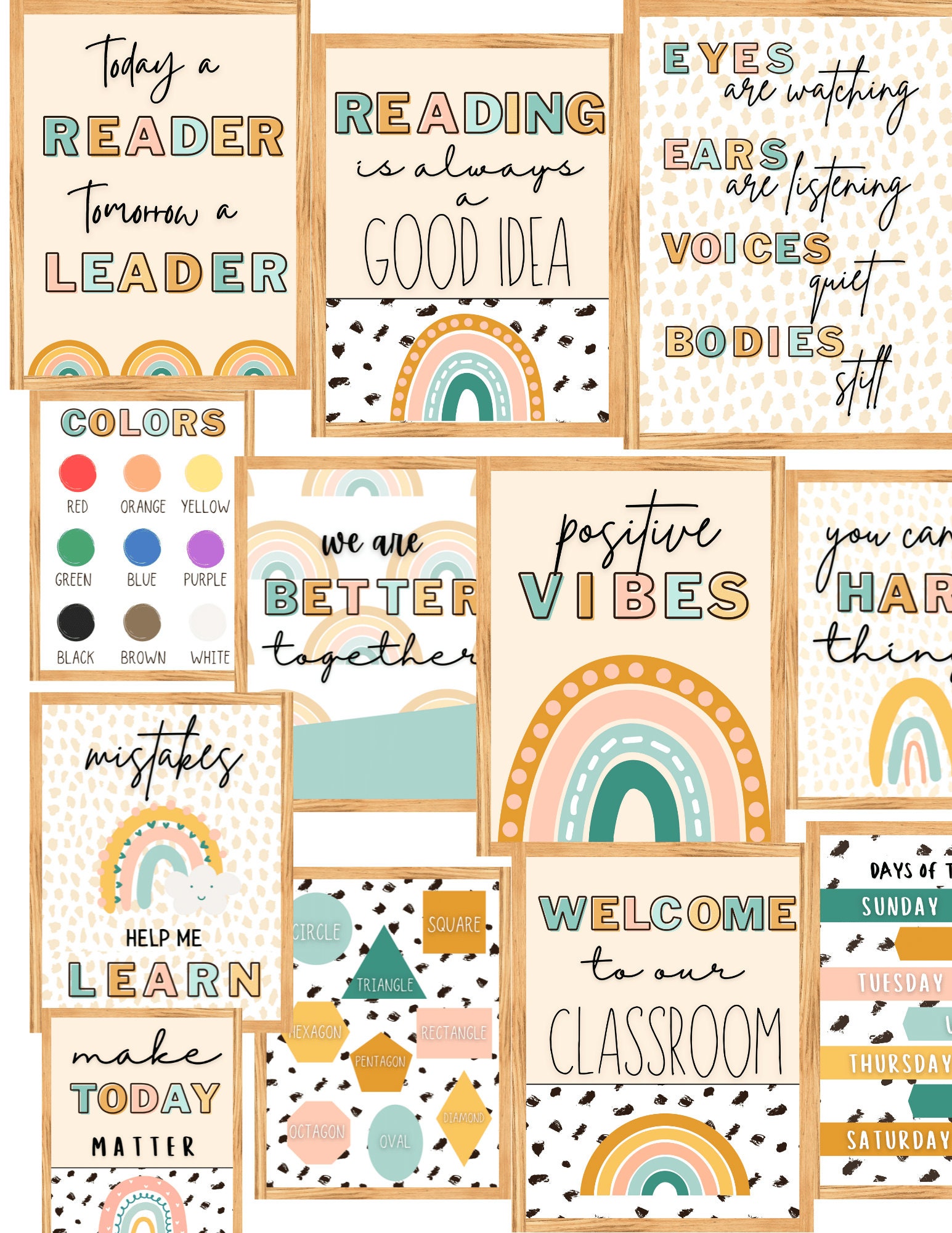 Modern Boho Rainbow Classroom Decor [editable] - Etsy