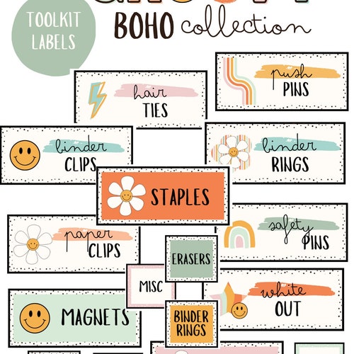 Teacher Toolbox Labels EDITABLE With Bright Neon Colors - Etsy