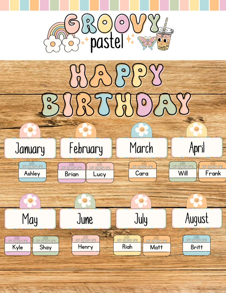 Groovy Pastel Class Birthday Display - Etsy