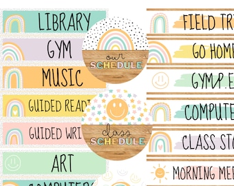 Boho Rainbow EDITABLE Schedule Cards Rainbow Classroom Decor Theme Boho ...