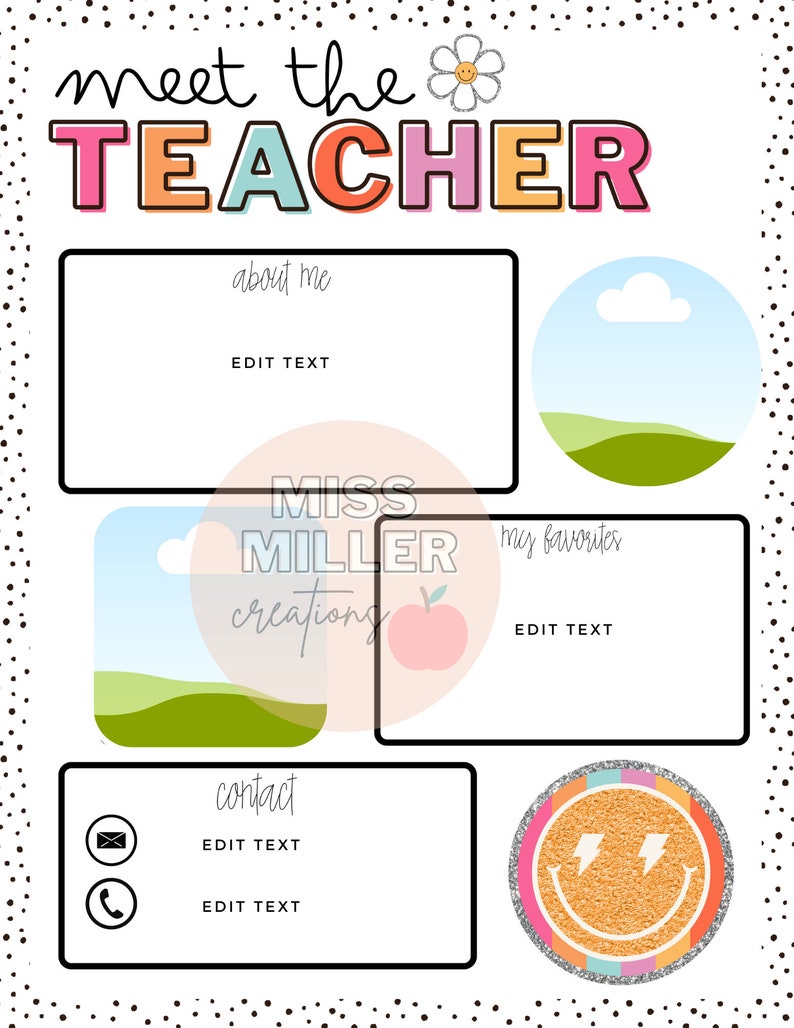 Groovy Glitter Meet the Teacher Template - Etsy