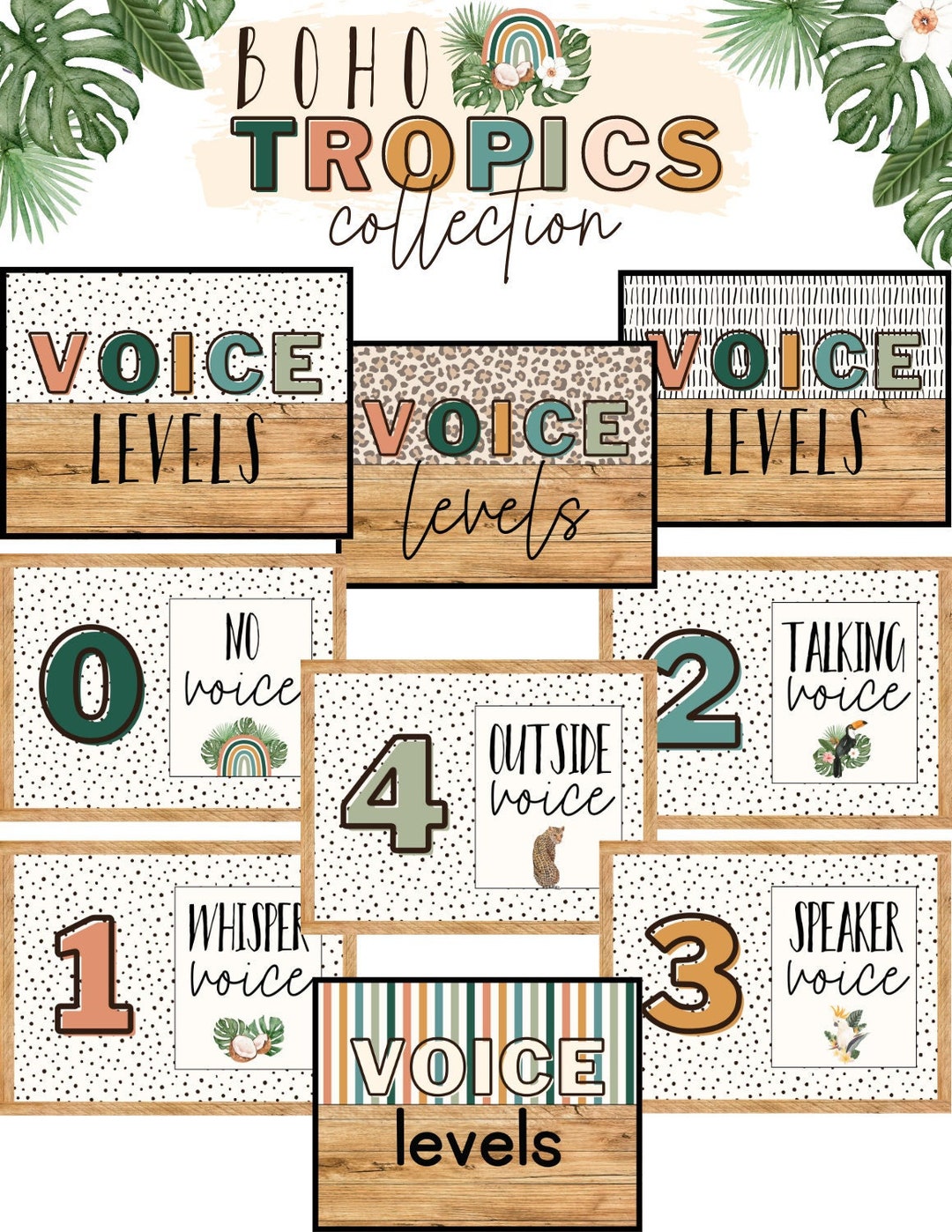 Boho Tropics Voice Level Classroom Posters - Etsy