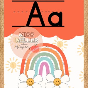 Retro Rainbow Classroom Alphabet Posters - Etsy