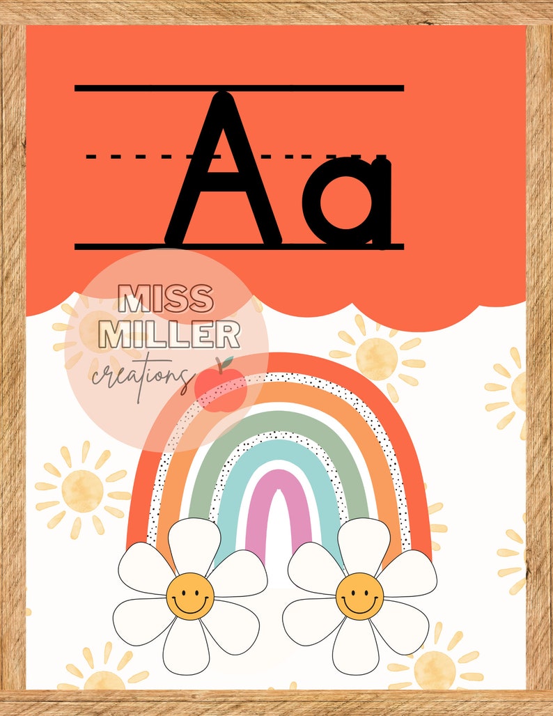 Retro Rainbow Classroom Alphabet Posters - Etsy